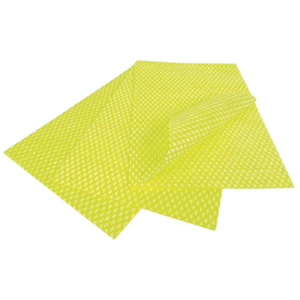 Lightweight Wiping Cloth - Jangro - Yellow - 50 Cloths - Avica UK Ltd