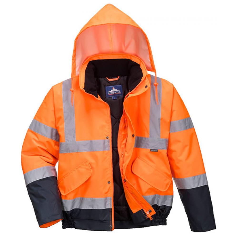 Hi-Vis - Bomber Jacket - Navy & Orange - Large - Avica UK Ltd