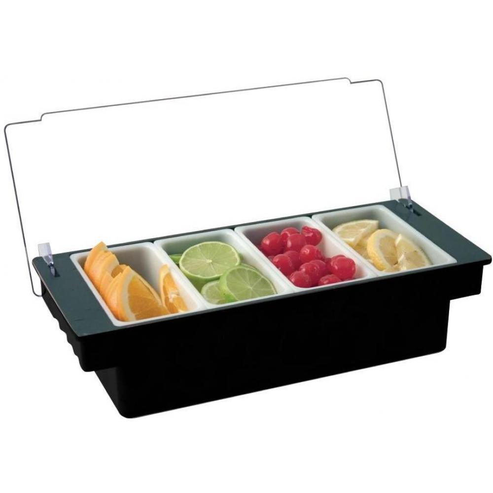 Condiment Holder - 4 Compartment - Black - 4x95cl (1.7 pint) - Avica UK Ltd