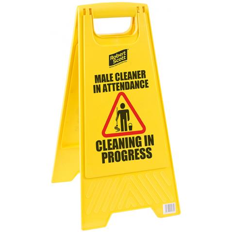 Wet Floor Sign - Male/Female Cleaner In Attendance - A Frame - Avica
