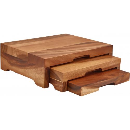 Stepped Display Stand - 3 Tier - Acacia Wood - GN 1/2 - Avica