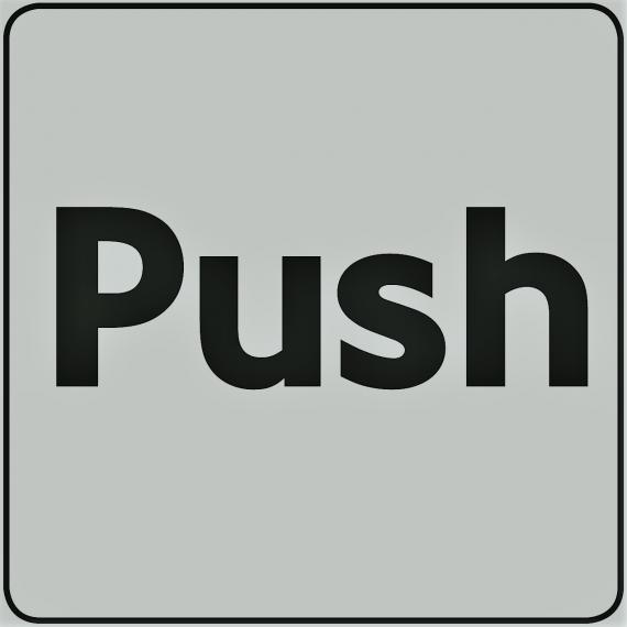 Push Symbol - Square Acrylic Sign -Black on Silver - 10x10cm (4x4 ...