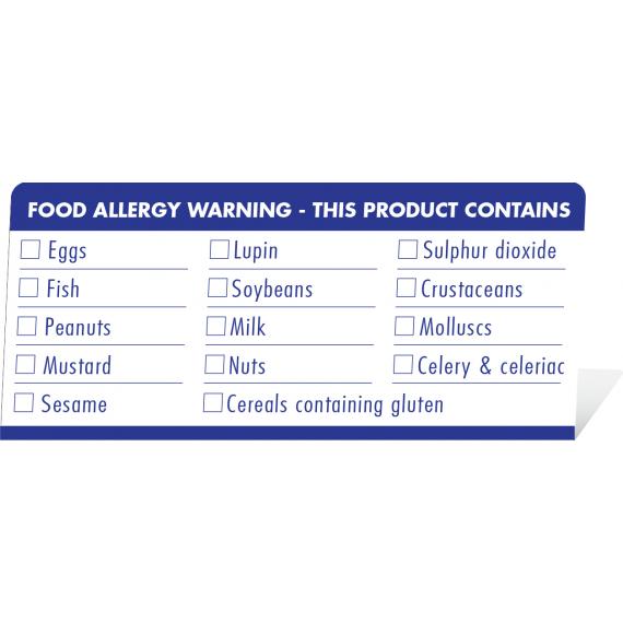 Allergen Check List - Table Sign - Avica UK Ltd
