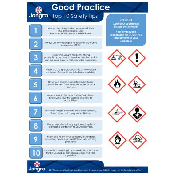 COSHH Good Practice Guide - Wall Chart - Jangro - A3 - Avica UK Ltd